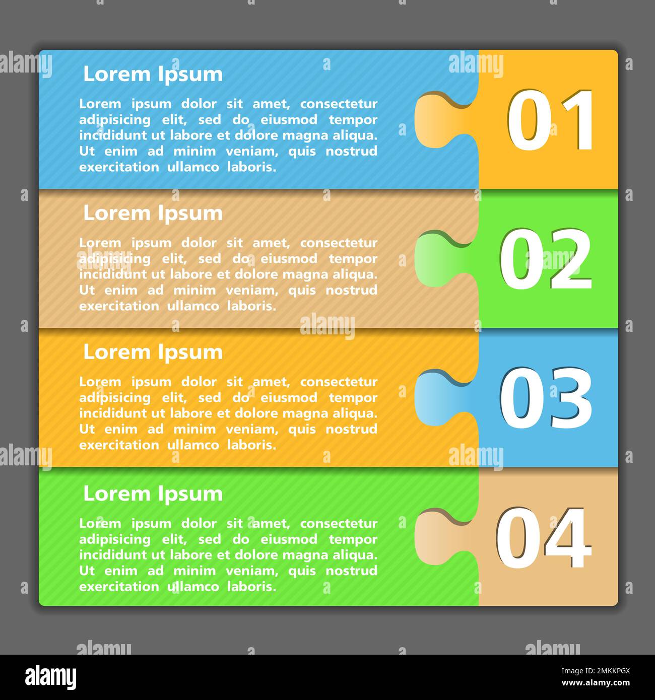 Template Of Design With Four Elements Made Of Puzzle Pieces Vector Eps10 Illustration Stock