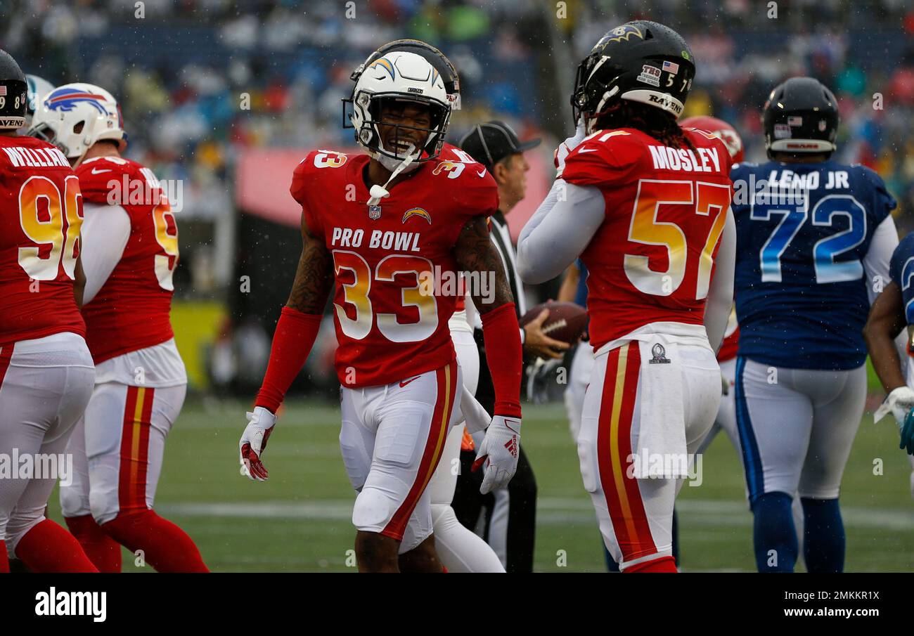 AFC safety Derwin James (33), of the Los Angeles Chargers, during the ...