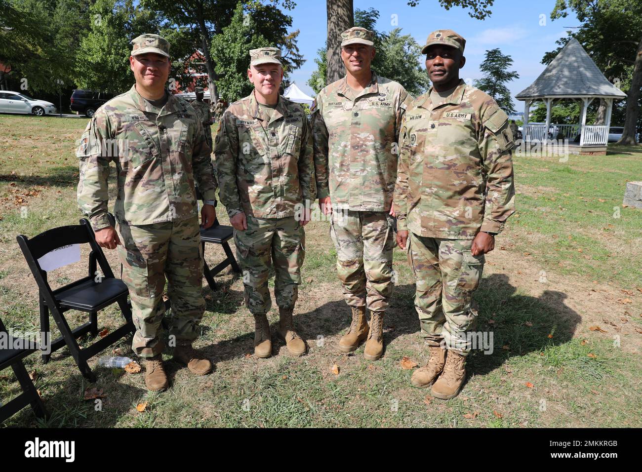 The leadership for the 389th Combat Sustainment Support Battalion stand ...