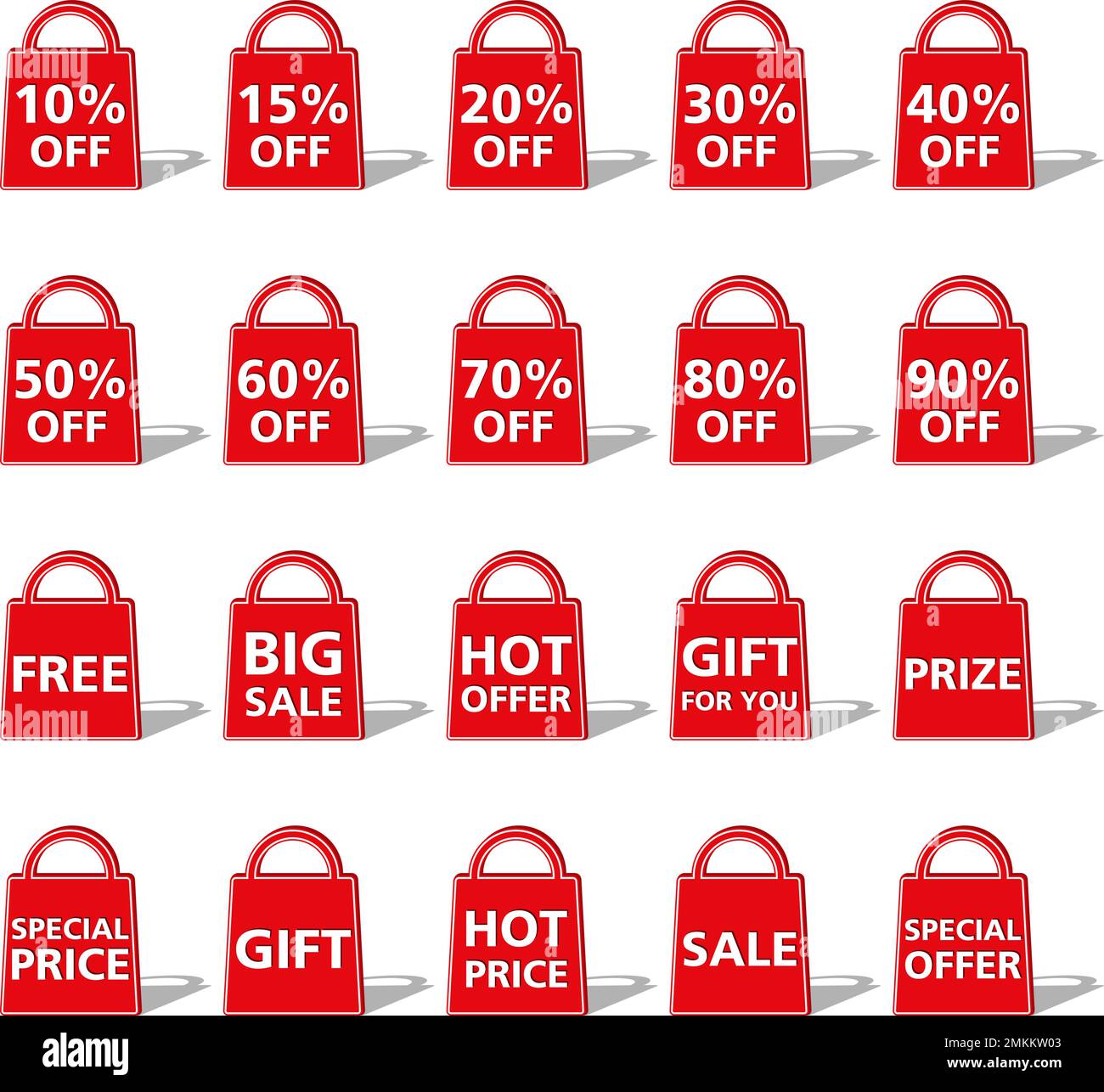 Abstract red bag icon with different offers and discounts, vetor eps10 ...