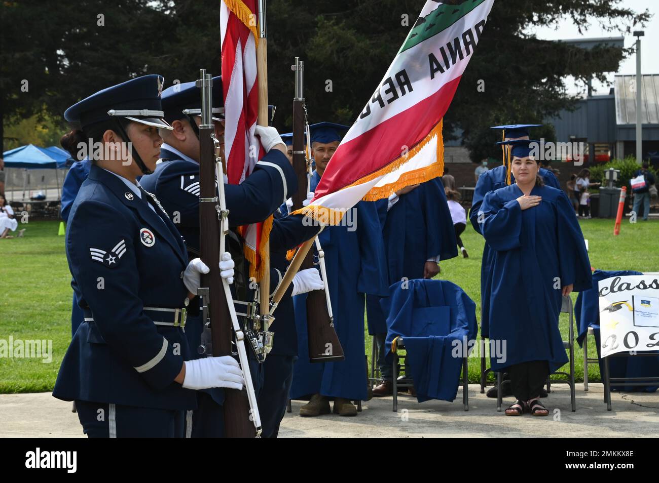 Color Guard Airmen from 129th Rescue Wing post the flags as an opening ...