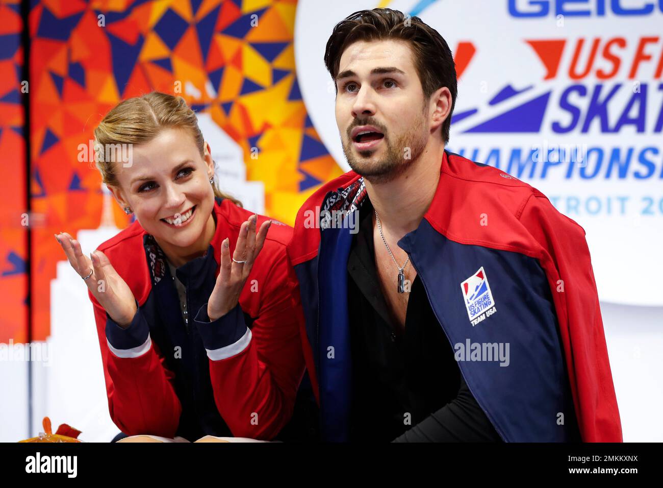Madison Hubbell and Zachary Donohue wait for their scores after ...