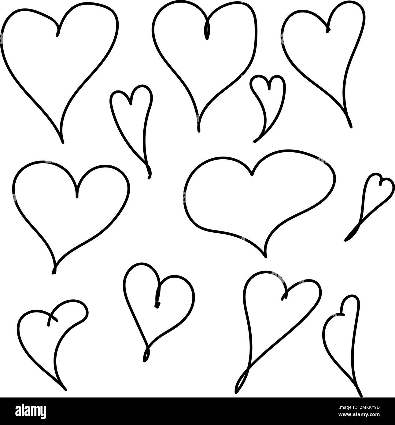 Hearts Black And White Drawing