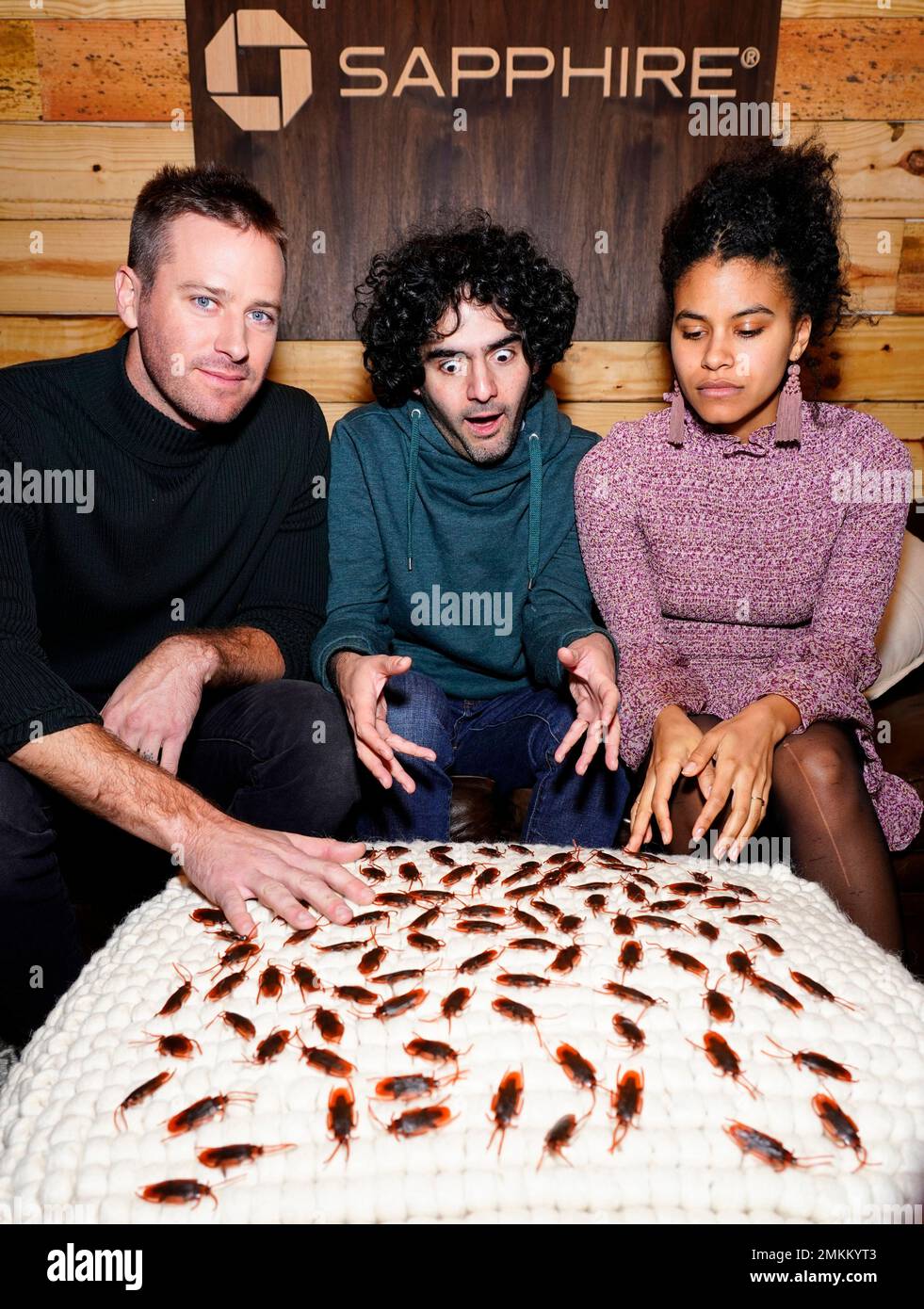 Armie Hammer, left, Babak Anvari and Zazie Beetz stopped by to ...