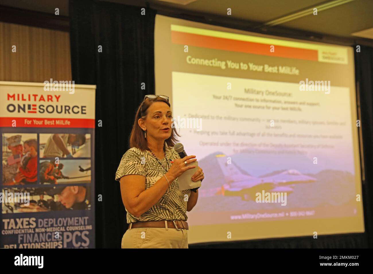 Military OneSource representative Jane Baer presents benefits offered ...