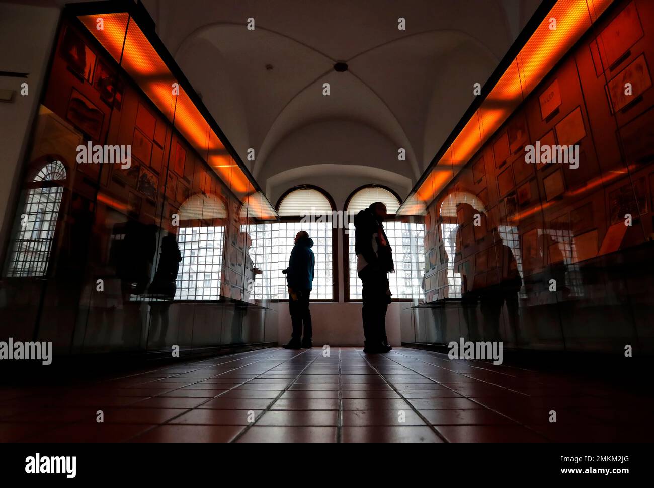 Visitors look at the collection of drawings at the Jewish Museum in ...