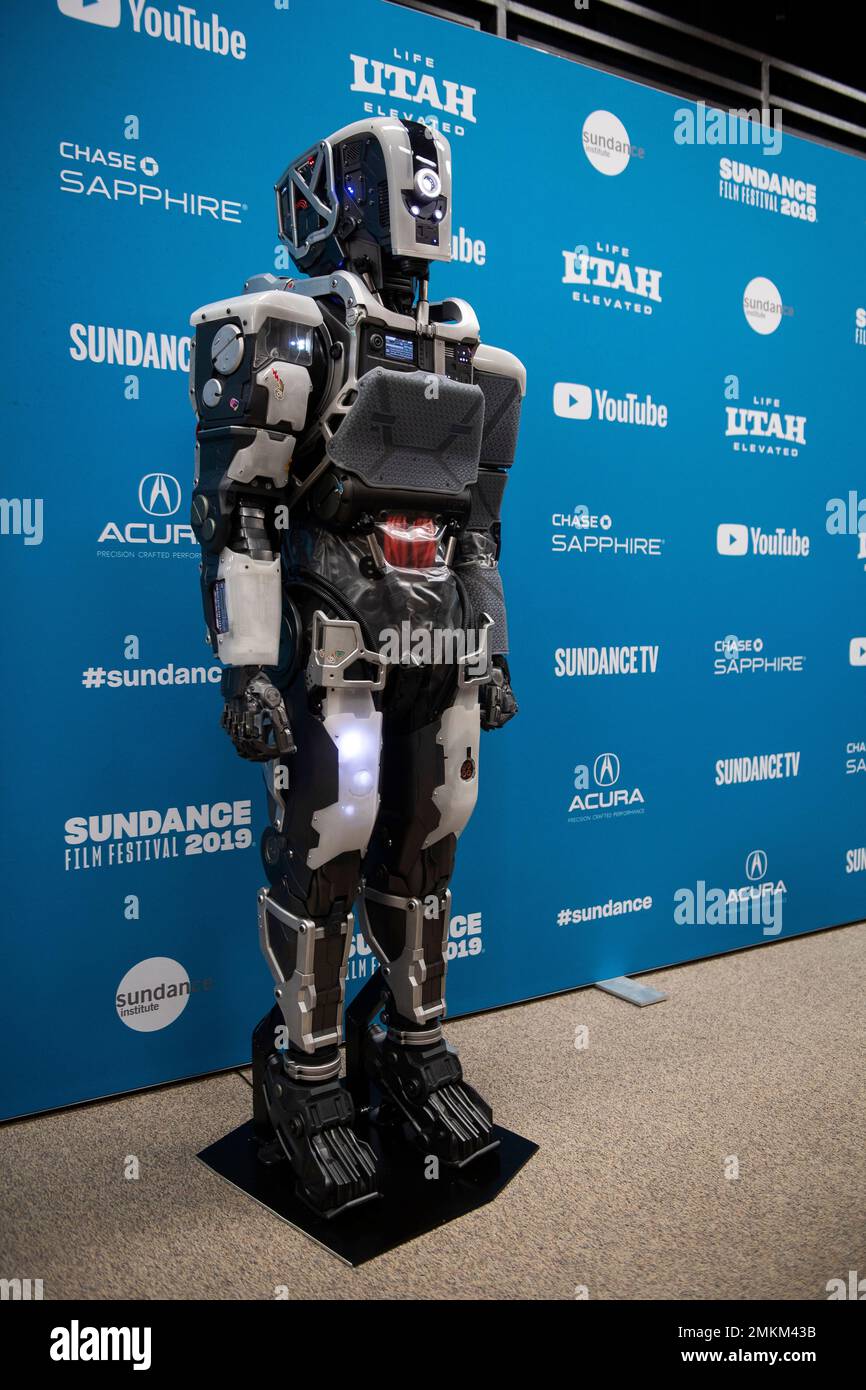 A robot character featured in the film is displayed at the premiere of ...