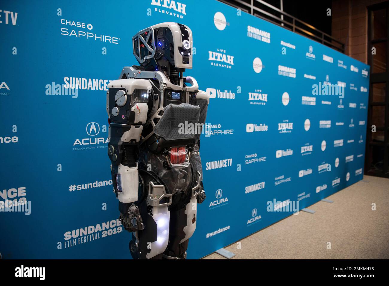 A robot character featured in the film is displayed at the premiere of ...