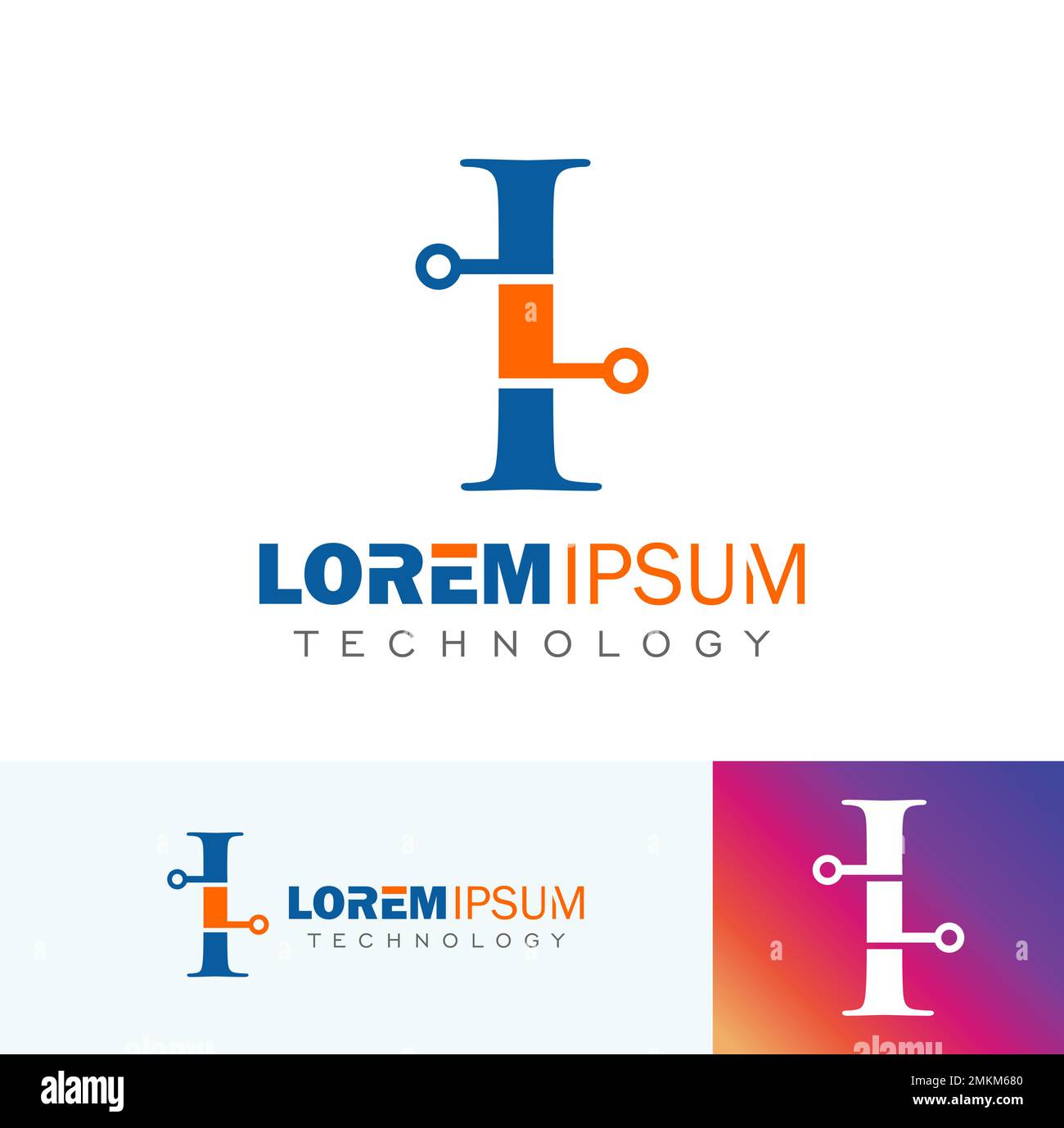 Vector Illustration of Technology Monogram Logo Initial Letter I Stock ...