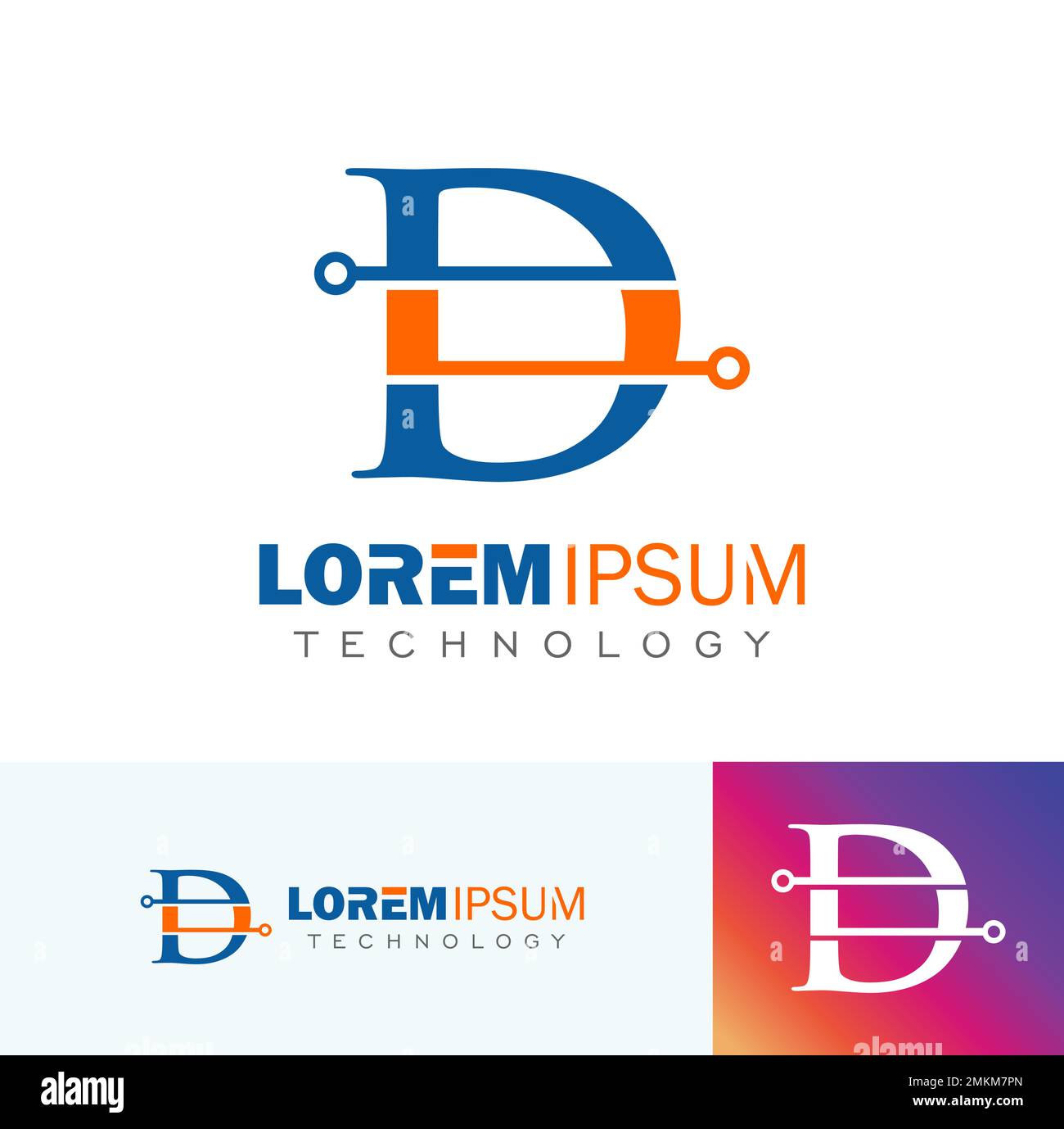 Vector Illustration of Technology Monogram Logo Initial Letter d Stock ...