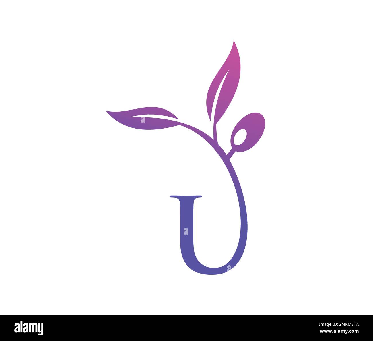 vector illustration of Grape Vine Monogram Logo Letter U Stock Vector ...