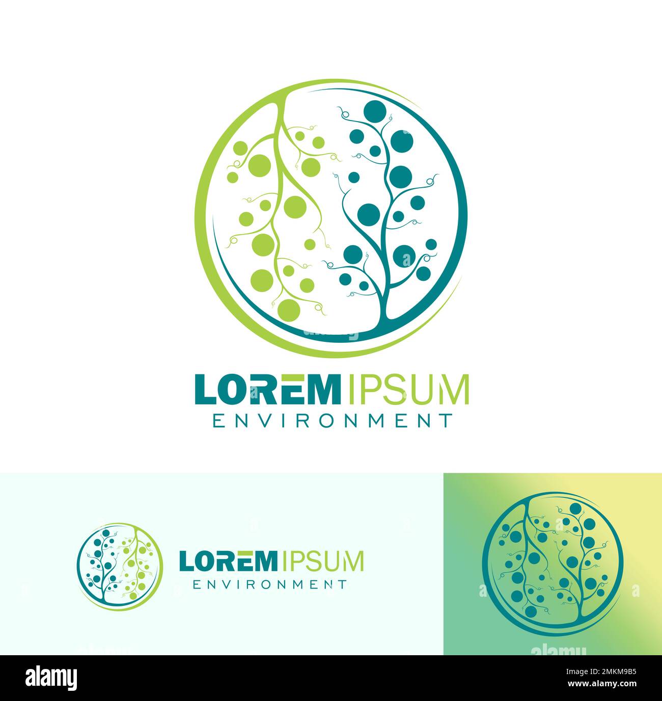 A vector illustration set of Circle Tree Environment Logo Sign Stock ...