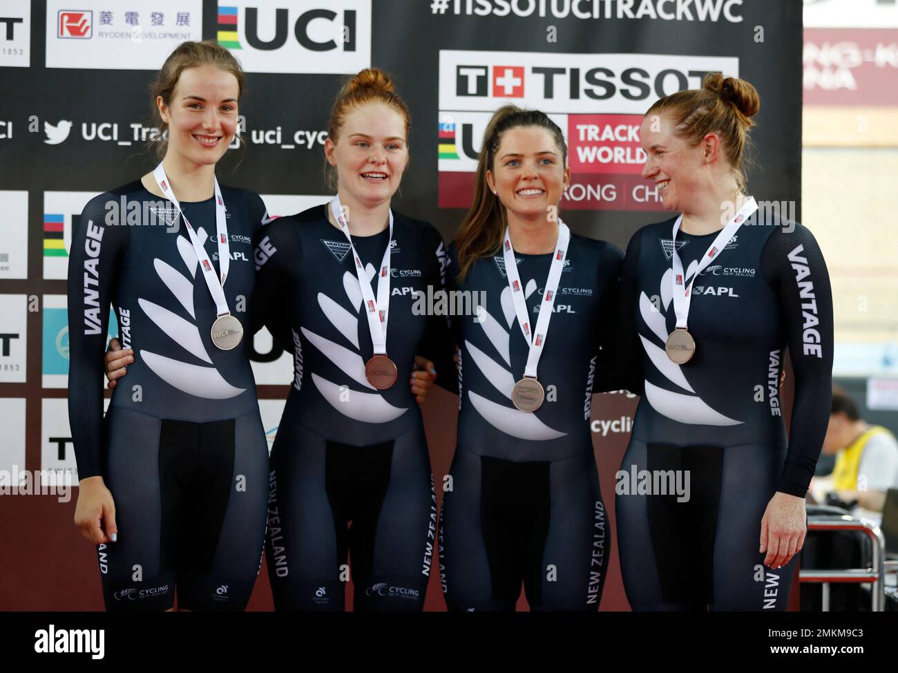Bronze medalist Team New Zealand riders from left; Michaela Drummond ...