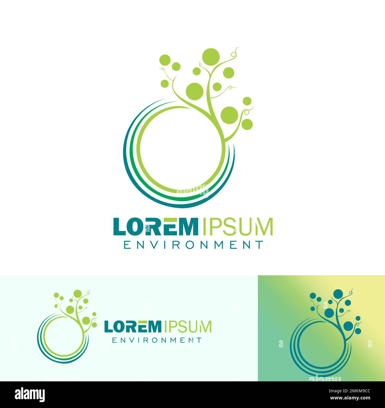 A vector illustration set of Circle Tree Environment Logo Sign Stock ...