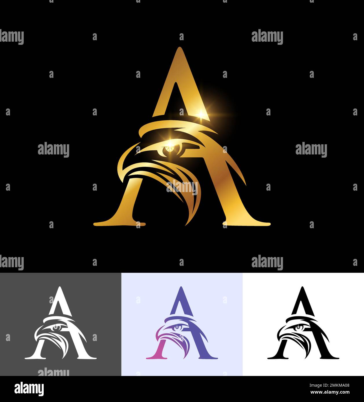 A vector illustration set of Golden Eagle Monogram Logo letter A Vector ...