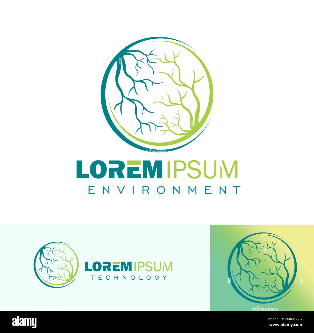 A vector illustration set of Circle Tree Environment Logo Sign Stock ...