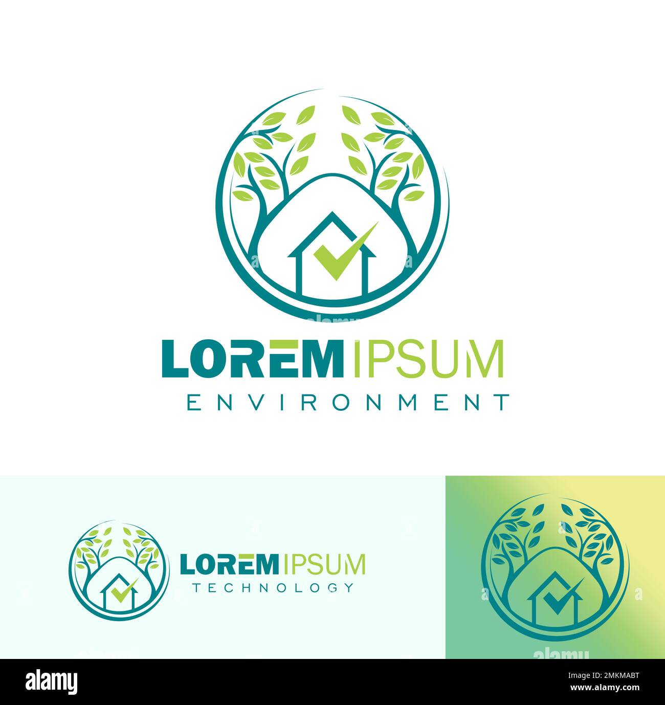 A vector illustration set of Circle Tree Environment Logo Sign Stock ...