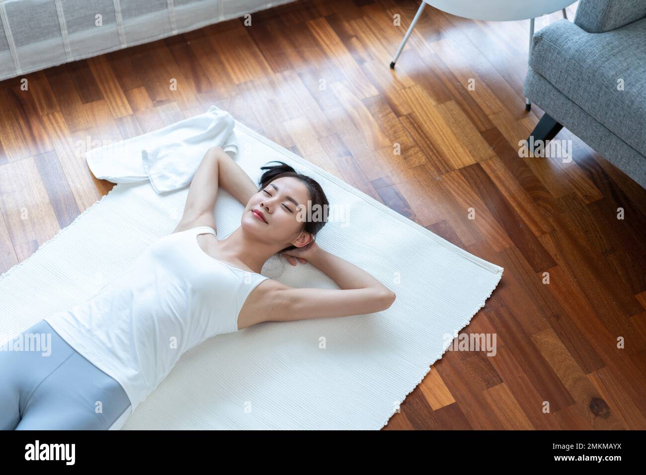A young woman after close the rest Stock Photo - Alamy