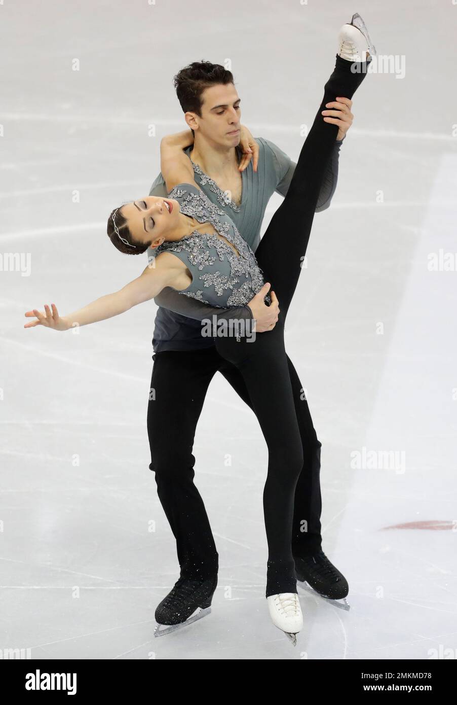 Laura Barquero and Aritz Maestu of Spain performs in the pairs free ...