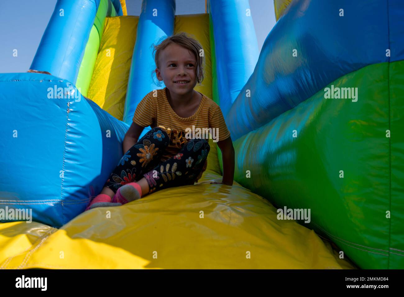 A 131st Bomb Wing family member prepares to dismount an inflatable ...