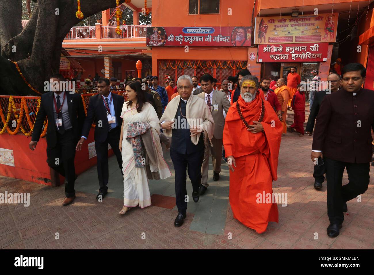 Prime Minister of Mauritius Pravind Kumar Jugnauth, center, and his ...