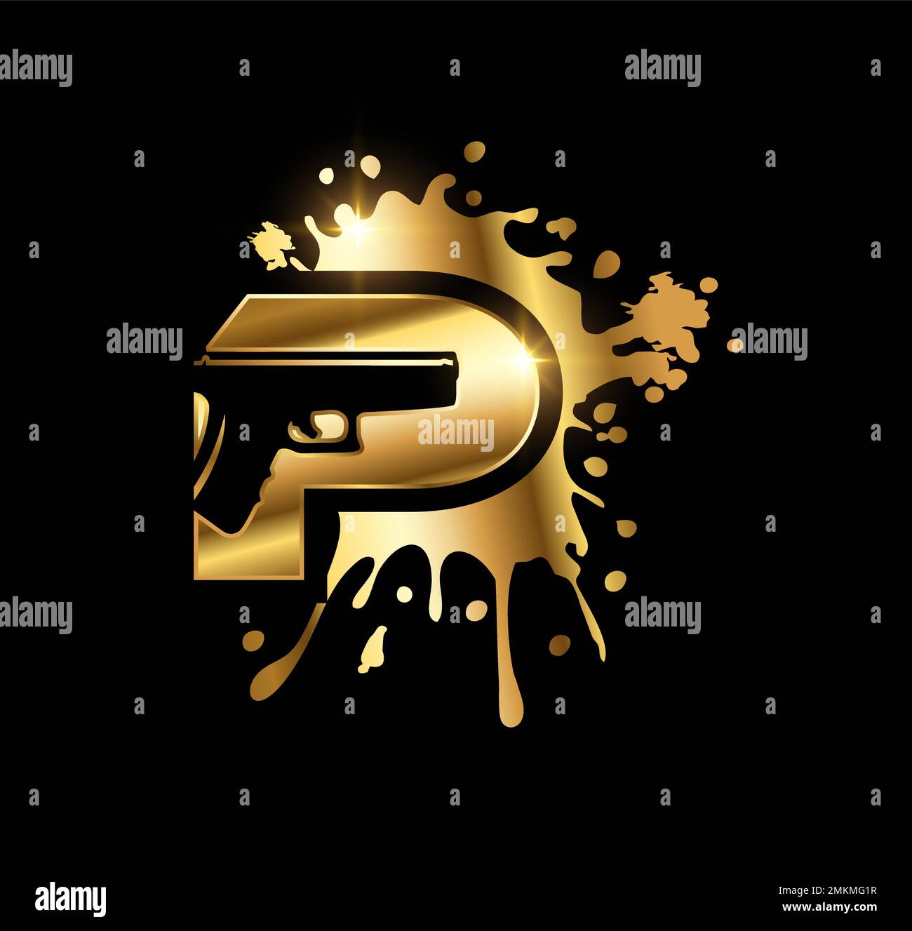A vector illustration of Golden Letter P Initial for Handgun Monogram ...