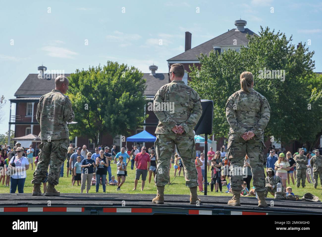 A crowd of 131st Bomb Wing members and their guests listen to opening ...