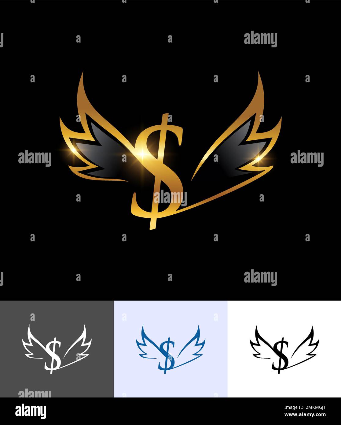 A vector illustration set of Golden Flying Money Dollar Symbol Vector ...