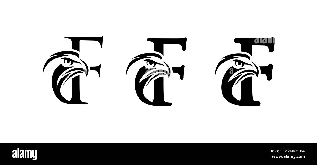 A vector illustration set of Monogram Eagle Logo Initial Letter F Stock ...