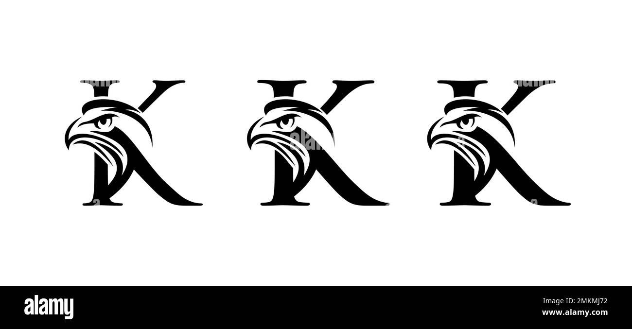 A vector illustration set of Monogram Eagle Logo Initial Letter K Stock ...