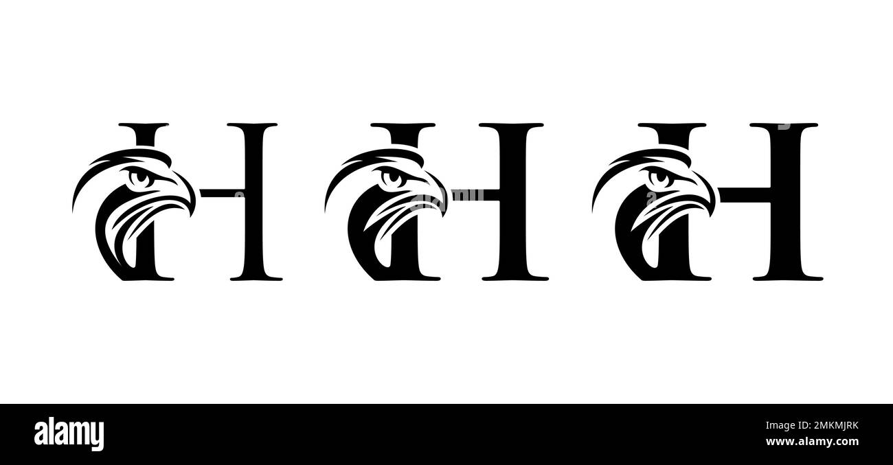 A vector illustration set of Monogram Eagle Logo Initial Letter H Stock ...