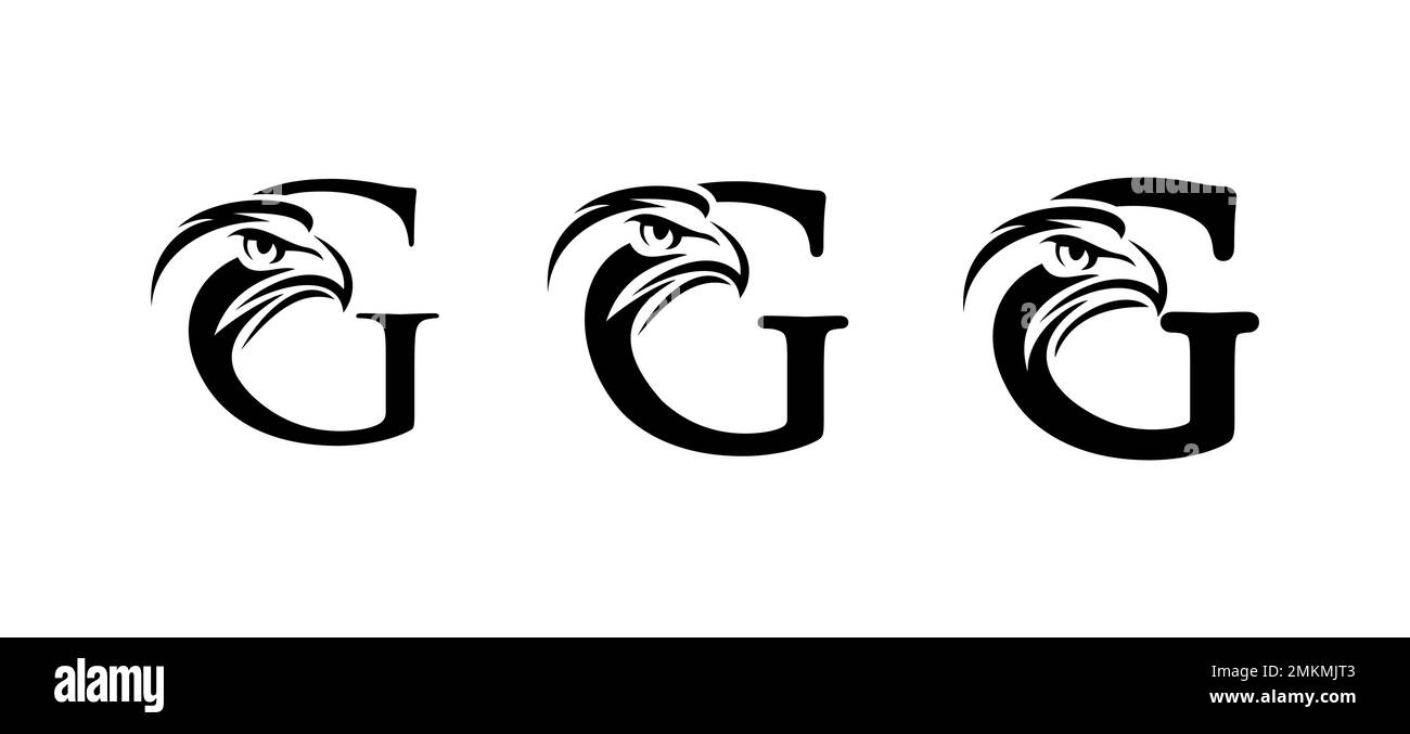 A vector illustration set of Monogram Eagle Logo Initial Letter G Stock ...