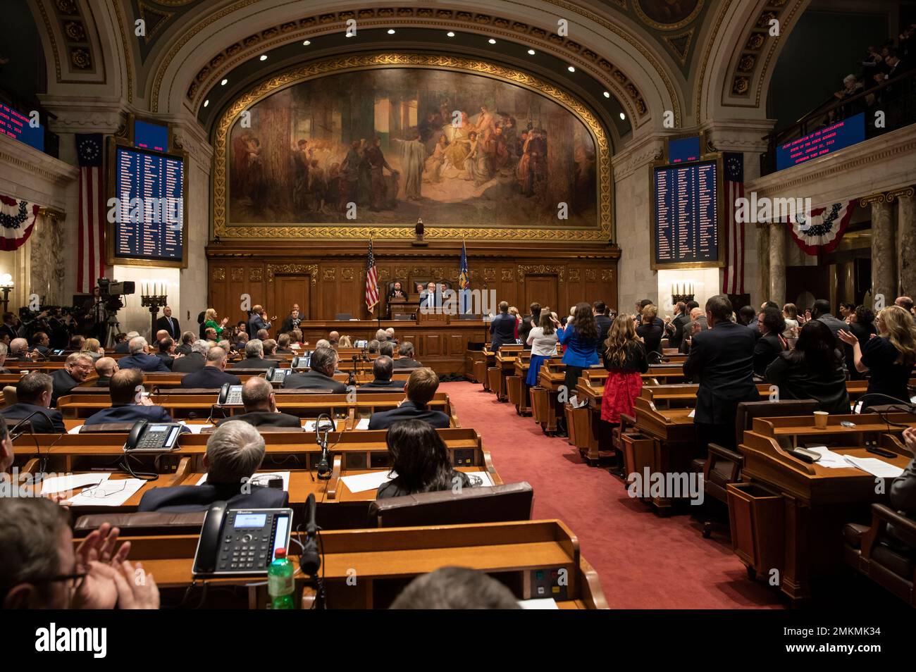 Wisconsin Gov. Tony Evers addresses a joint session of the Legislature ...