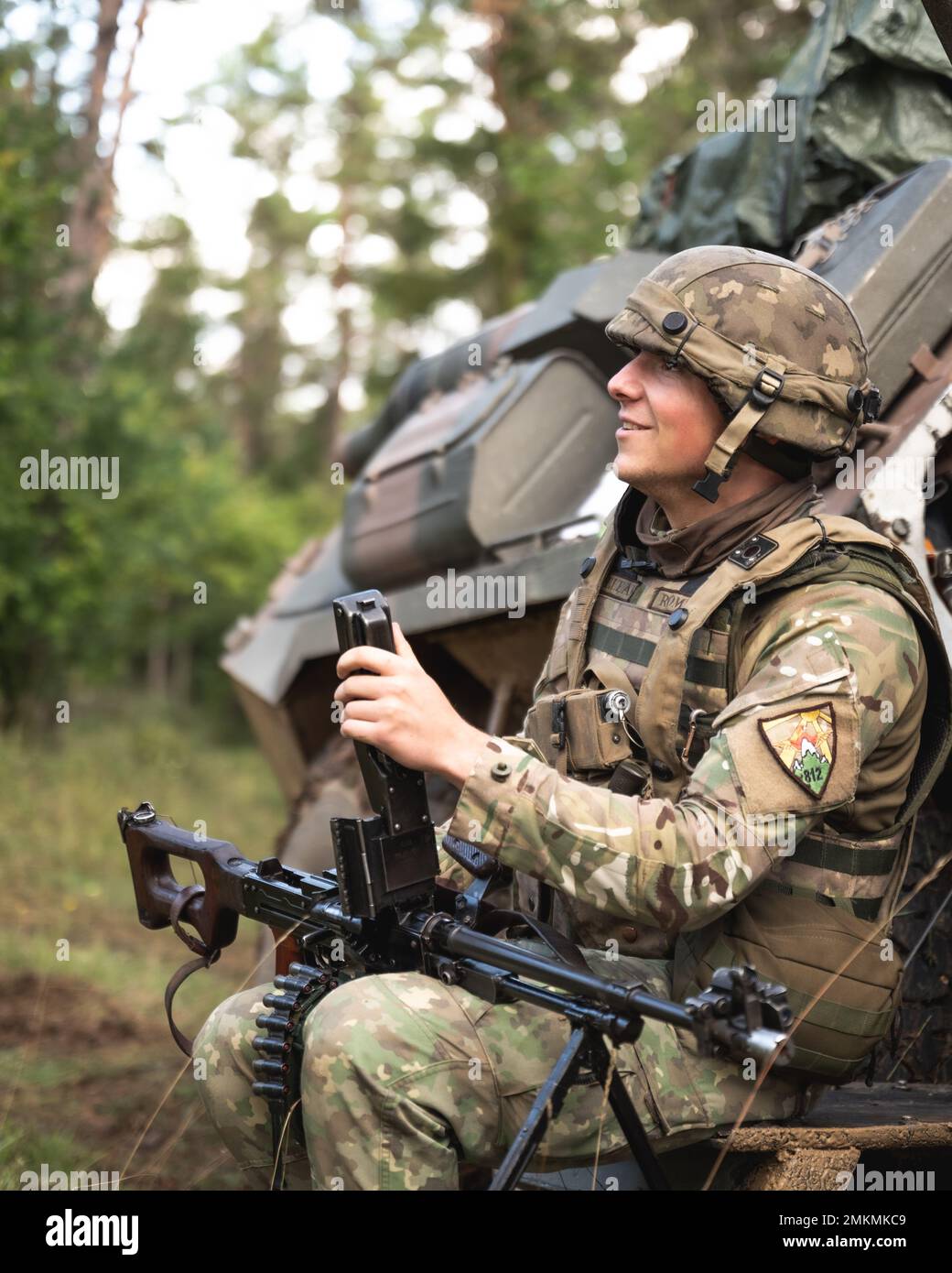 A Romanian soldier with the 812th Infantry Battalion, 81st Mechanized ...