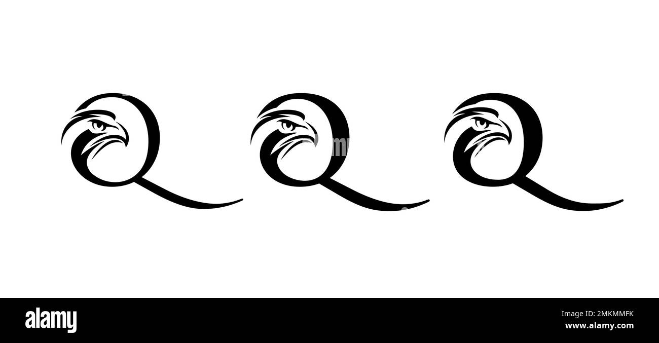 A vector illustration set of Monogram Eagle Logo Initial Letter Q Stock ...