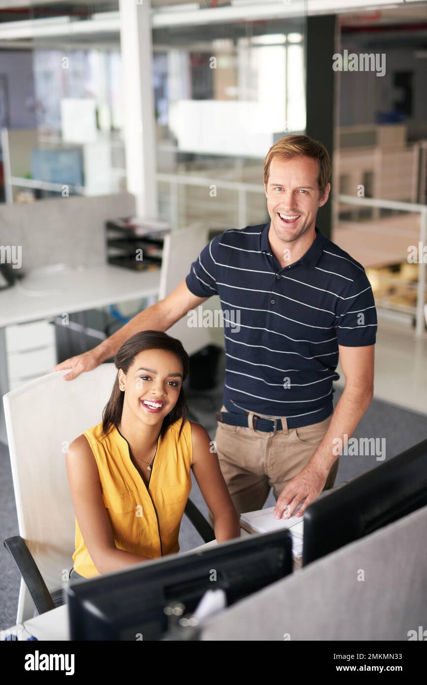 We do great work together. Cropped portrait of two business colleagues ...