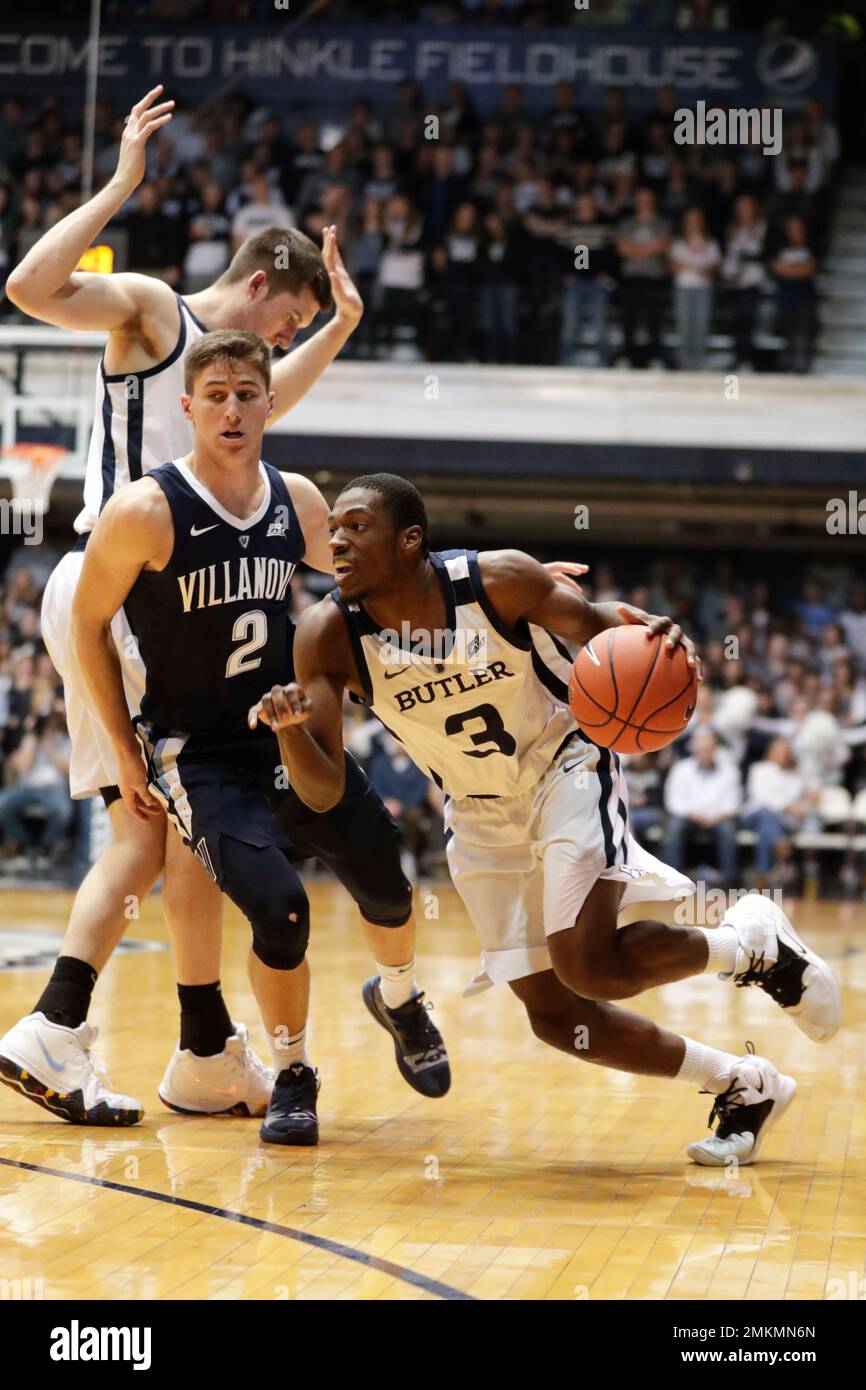 Butler guard Kamar Baldwin (3) drives on Villanova guard Collin ...