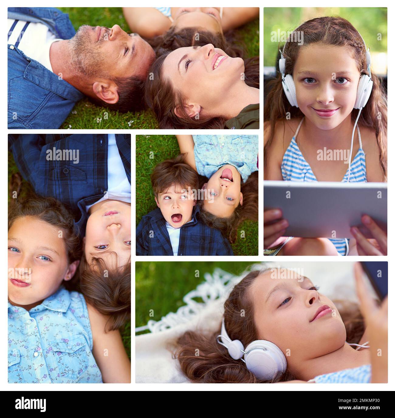 This family loves the outdoors. Composite image of different members of ...