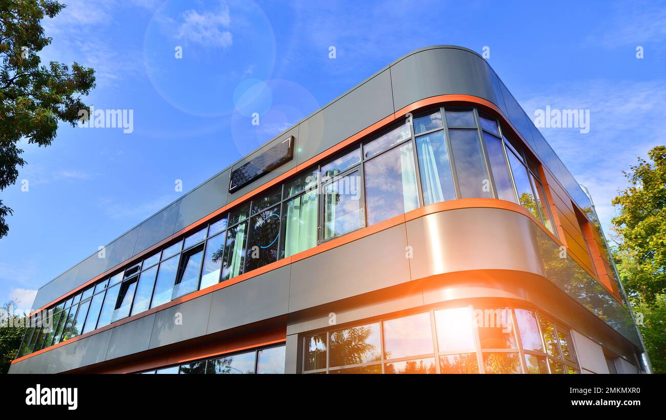 Office building with white aluminum composite panels. Facade wall made ...