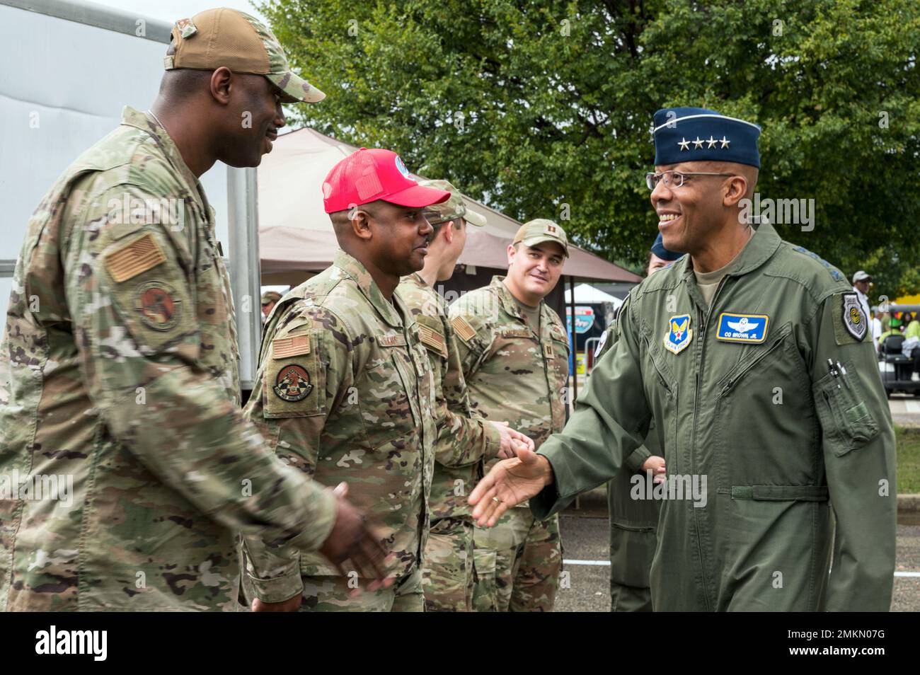 Air Force Chief of Staff Gen. CQ Brown, Jr., greets Tech. Sgt. Jeremy ...