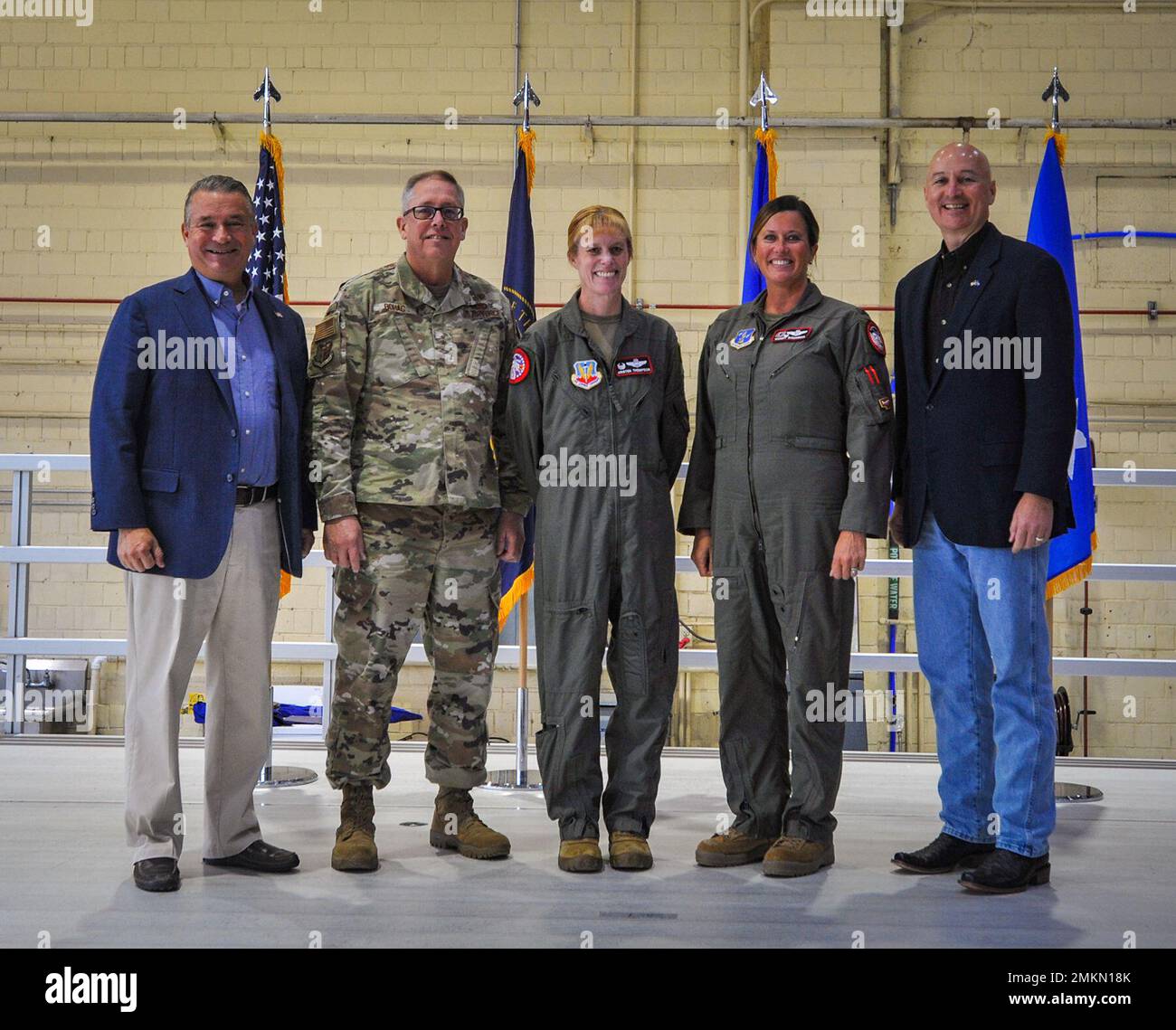 Pictured from left are U.S. Rep. Don Bacon, former commander of Offutt ...