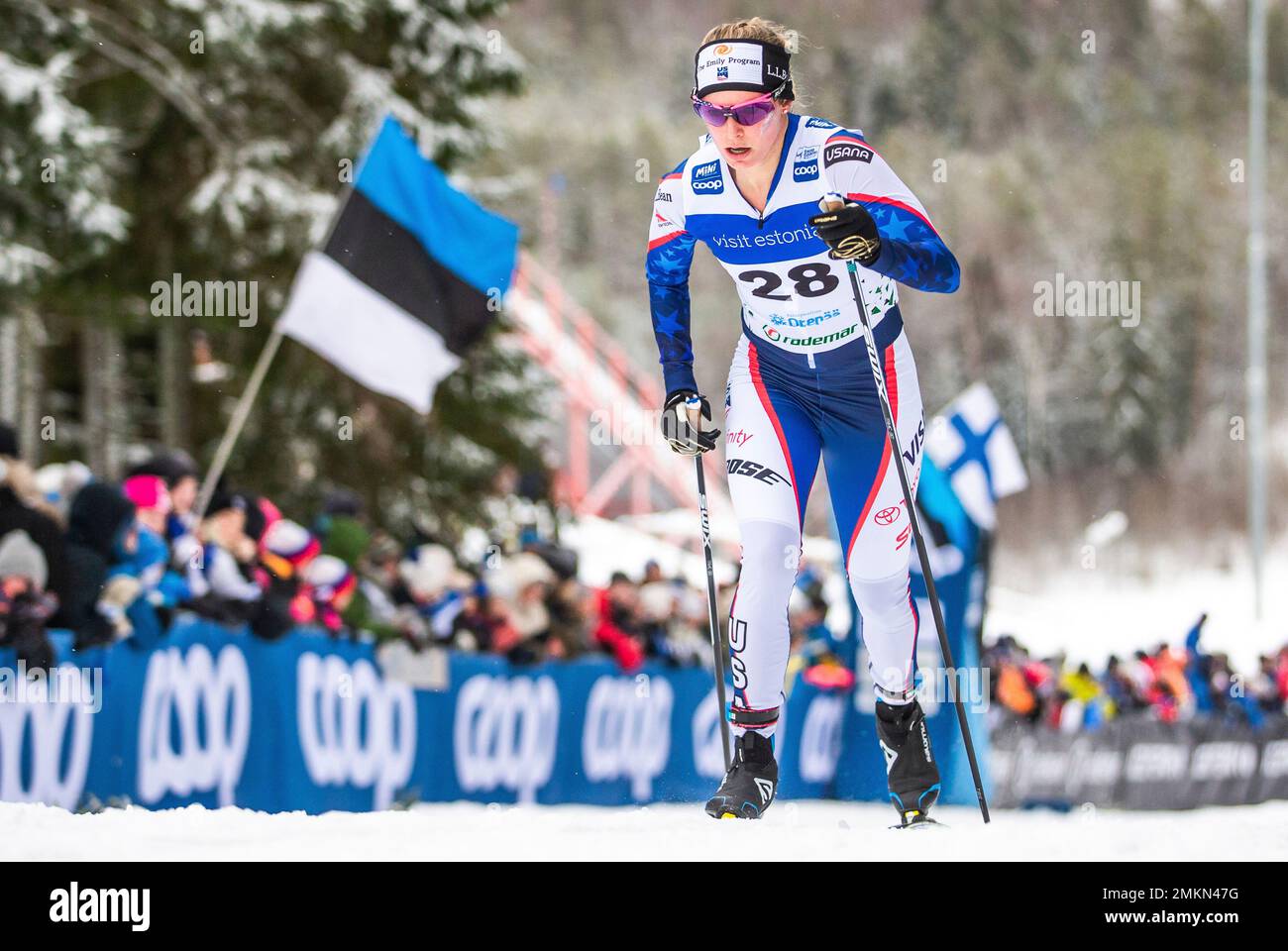 Jessica Diggins of the United States competes during the Ladies' 10 km ...