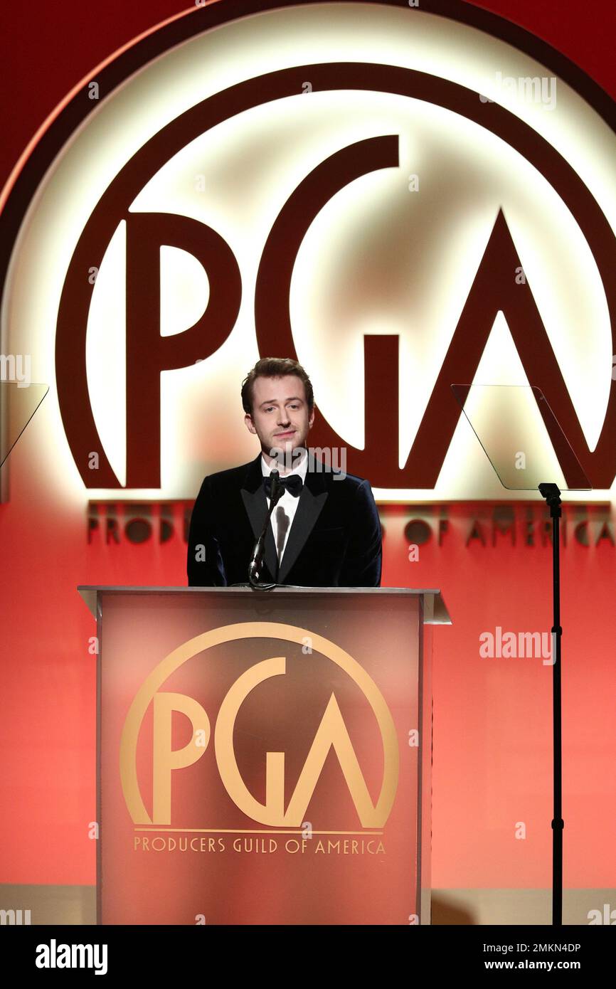 Joseph Mazzello speaks at the 30th Producers Guild Awards presented by ...