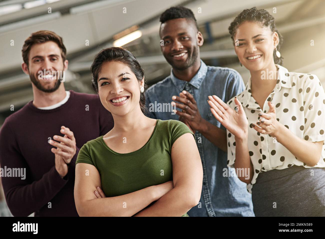 The A team. Portrait of a team of colleagues standing in an office and ...