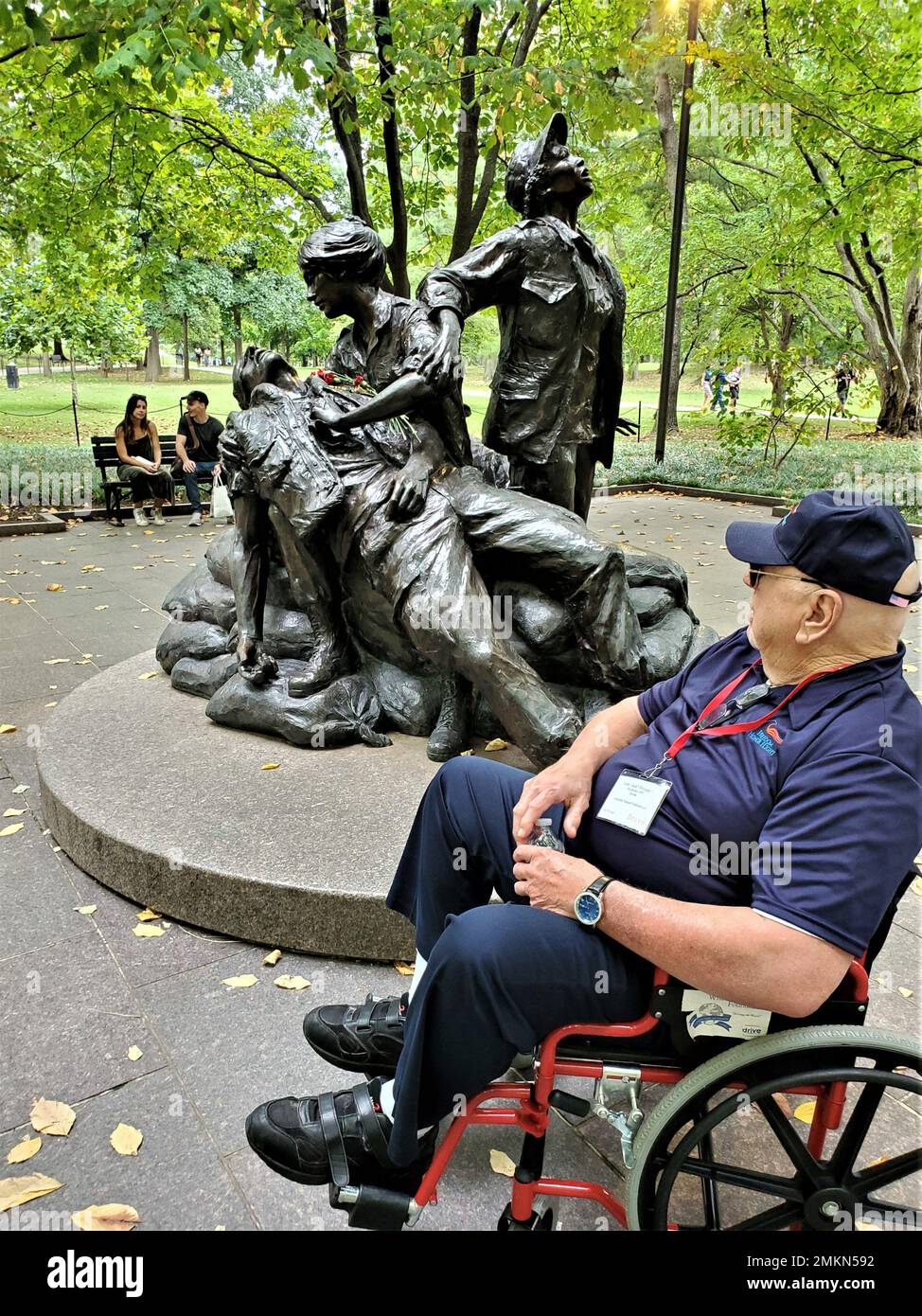 A military veteran from Minnesota views a veterans monument in ...