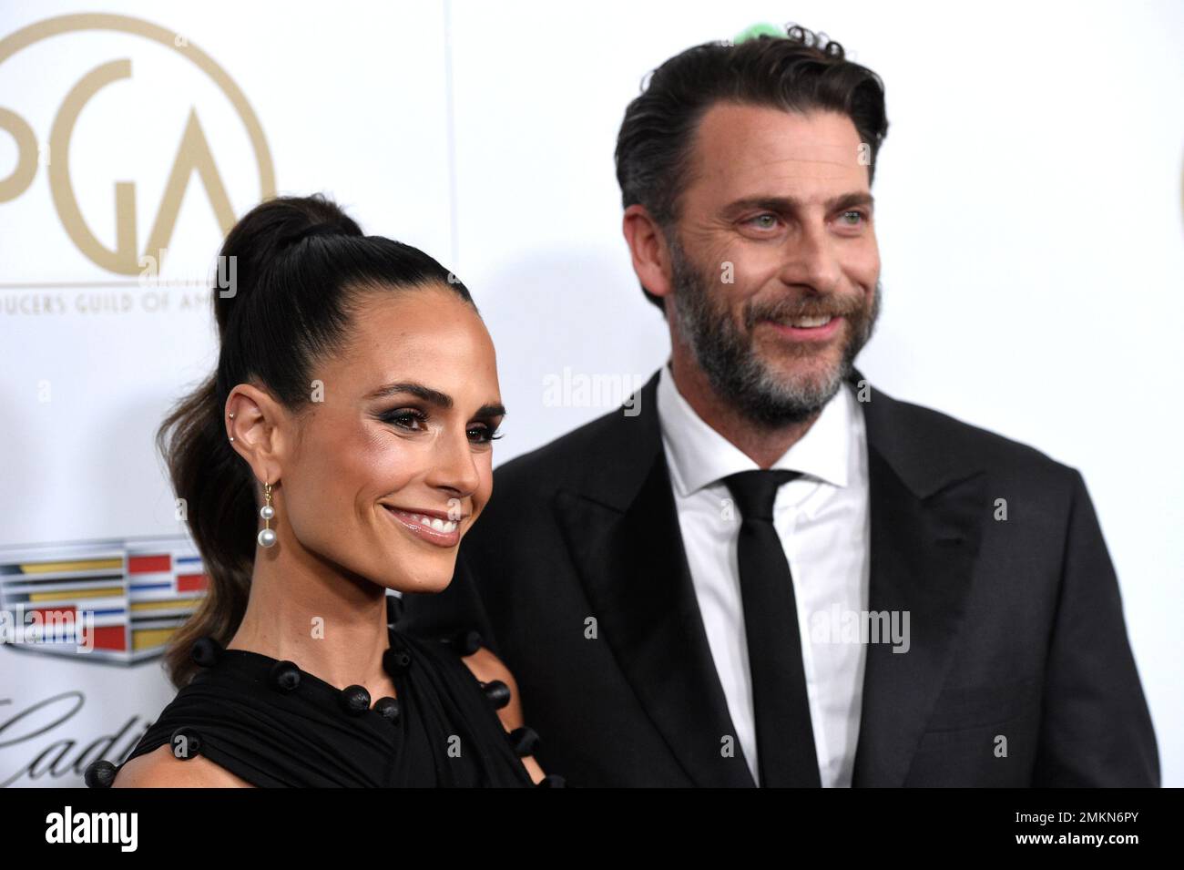 Jordana Brewster, left, and Andrew Form arrive at the Producers Guild ...