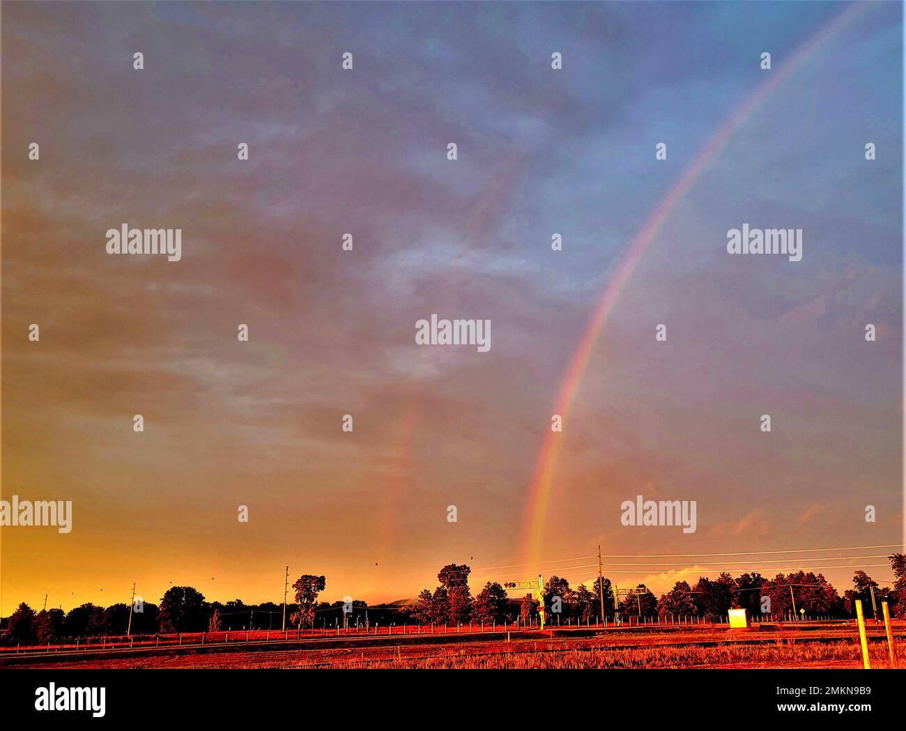 A rainbow is shown Sept. 10, 2022, forming over Fort McCoy, Wis. The ...