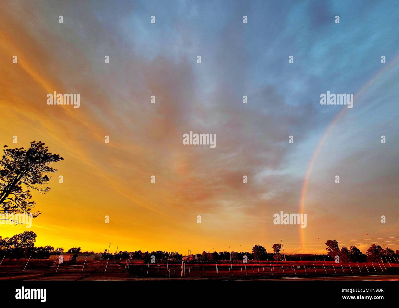 A rainbow is shown Sept. 10, 2022, forming over Fort McCoy, Wis. The ...