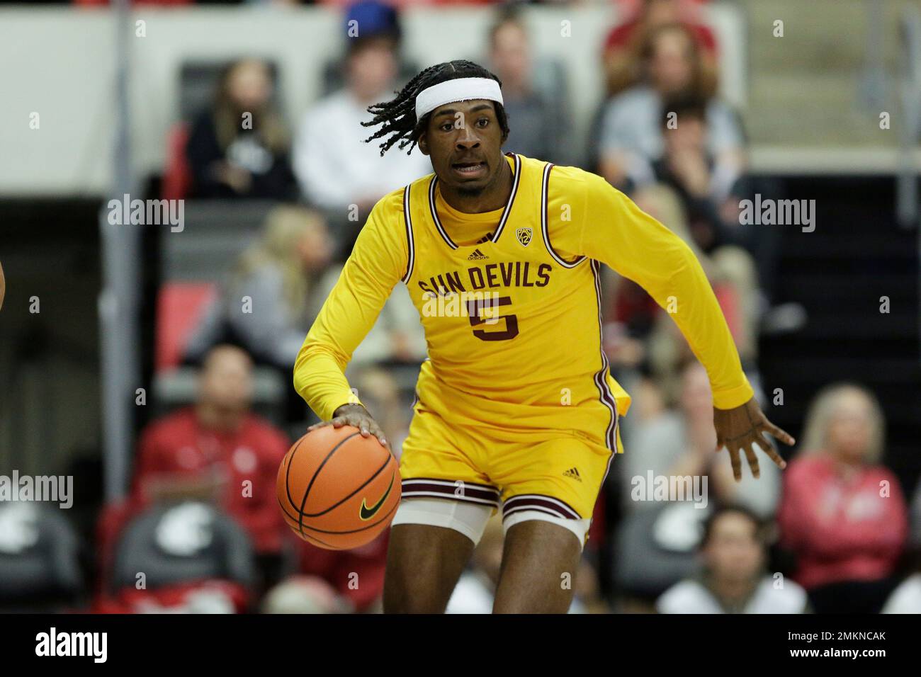 Arizona State forward Jamiya Neal controls the ball during the first ...