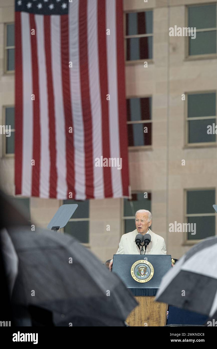 US President Joe Biden speaks during the 21st 9/11 Pentagon Observance ...